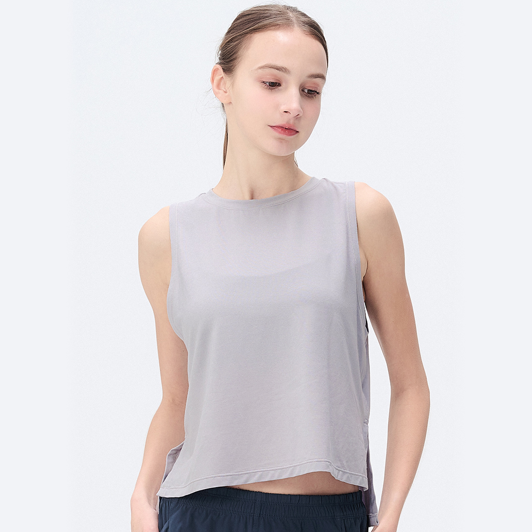 スプリットスリーブレスタンク／グレー |イージーヨガ通販